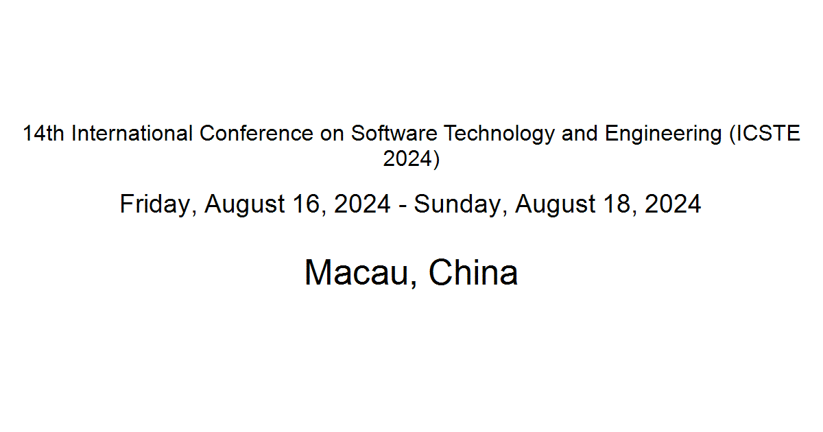 14th International Conference on Software Technology and Engineering ...